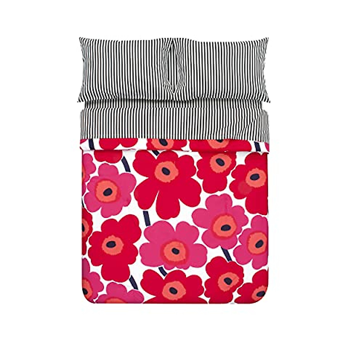 Marimekko - Queen Comforter Set, Cotton Bedding with Matching Shams, Lightweight Home Decor for All Seasons (Unikko Red, Queen)