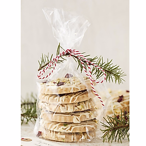 Morepack Flat Bottom Cellophane Bags,100Pcs 6x2x10 Inches Clear Cellophane Treat Bags With 100Pcs Twist Ties Cello Bags