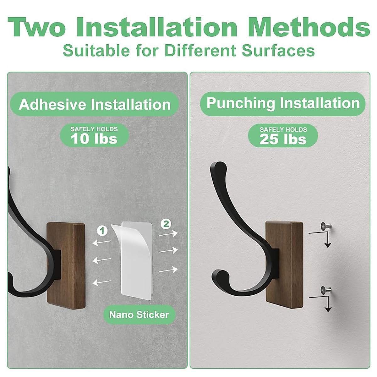 bussdis Wood Wall Hooks for Hanging - 4 Pack Hooks Wall Mounted, Wooden Rustic Farmhouse Heavy Duty Towel Hooks, Hooks for Coats, Towel, Hat, Keys, Purse, Bag and Robe