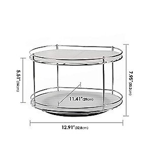 J JACKCUBE DESIGN 2 Tier Lazy Susan Turntable Cabinet Organizer - Rotating Spice Rack Storage Container - Medicine Storage Holder For Cabinets, Pantry, Fridge, Countertops - MK533A