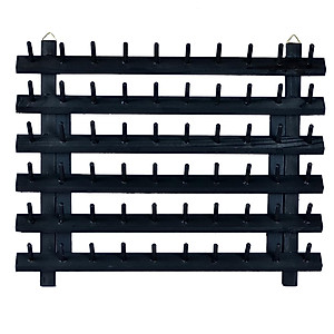 NW Colorful 60-Spools Wooden Thread Holder Sewing and Embroidery Thread Rack and Organizer Thread Rack for Sewing with Hanging Hooks (Black)