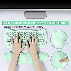 ATTACK SHARK Cloud Mouse Pad Wrist Support and Keyboard Wrist Rest,Ergonomic Design for Typing Pain Relief,Memory Foam Wrist Rest Leather Cup Coaster,Lightweight Desk Gel Hand Wrist Rests(Green)