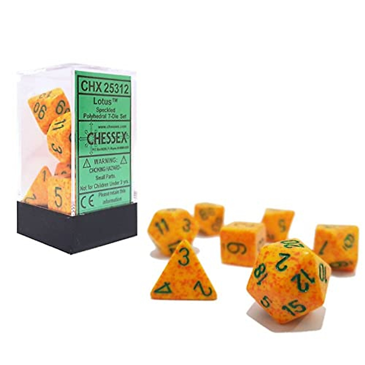 Chessex CHX25312 Dice-Speckled Lotus Set