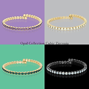 HOT JEWELRY BOX 14K Gold Plated Tennis Bracelet | Gold Bangle Jewelry Bracelets for Women | Aesthetic Accessories with Exquisite CZ and Adjustable Memory Wire for Easy Fit on Any Wrist size