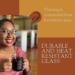 Novelty Laboratory Beaker Mug 14 Ounces (425 ml) - Made from Heat Resistant Borosilicate Glass - Accurate Measurement Markings on Side - Microwave Safe - Perfect for a Coffee, Tea & Science Lover