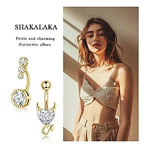 Shakalaka Surgical Steel Belly Button Ring for Women with Cute Butterfly Navel Rings Piercing Jewelry Pack Gold
