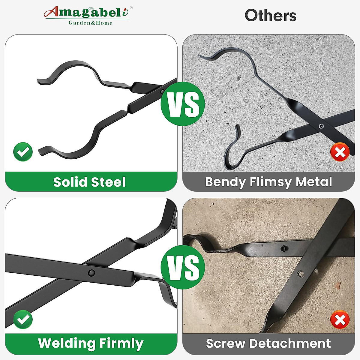 Amagabeli Fireplace Tongs Fireplace Poker for Fire Pit Campfire Bonfire Firewood Heavy Duty