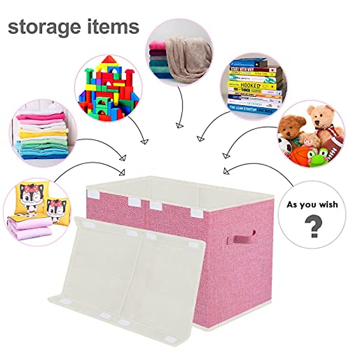 VERONLY Large Toy Box for Girls,Toy Chest for Kids -Collapsible Toy Storage Organizer with Lid Toy Bin Storage Organizer for Nursery, Playroom, Bedroom, Closet, Living Room, Kindergarten (Pink)