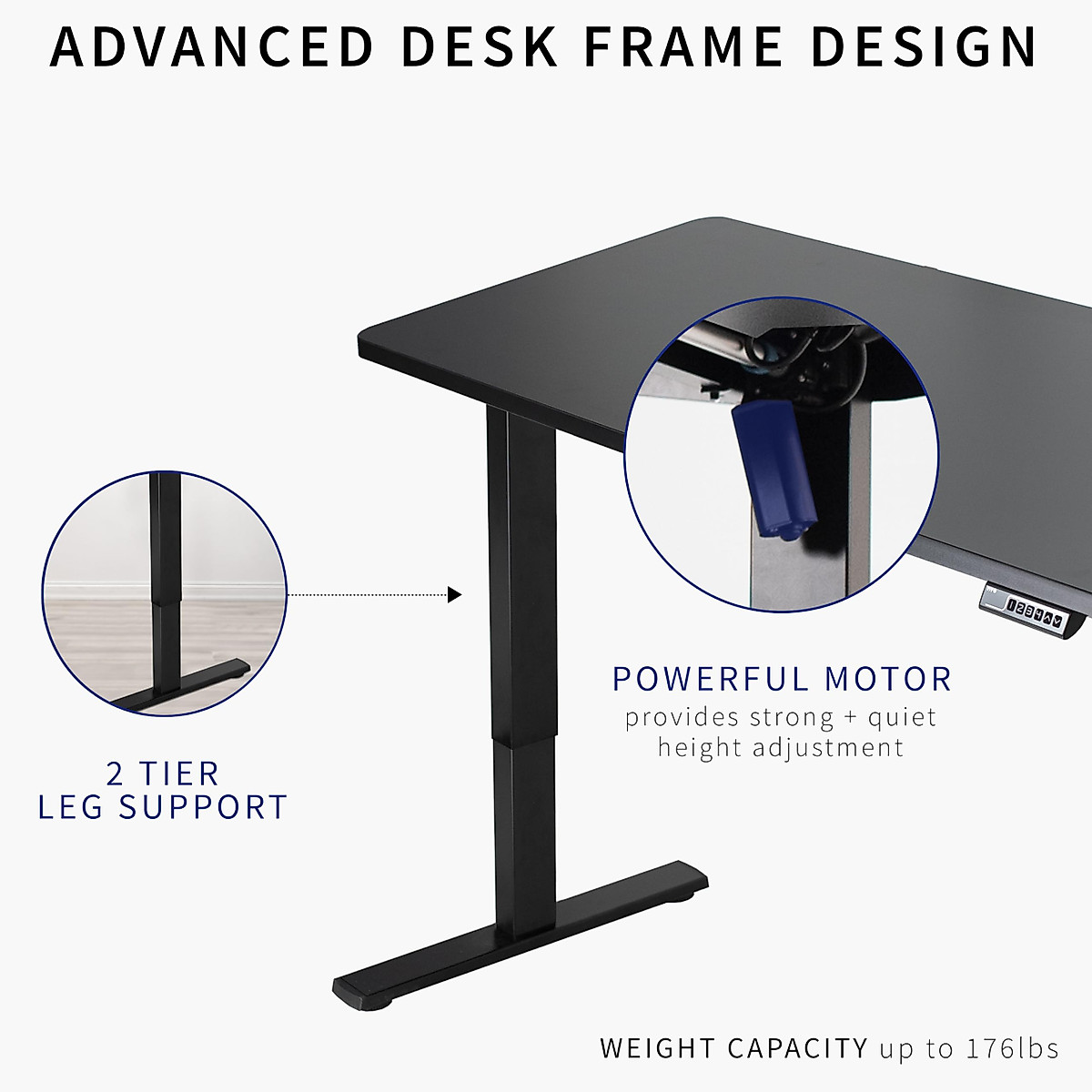 VIVO Electric Height Adjustable 60 x 24 inch Memory Stand Up Desk, Black Solid One-Piece Table Top, Black Frame, Standing Workstation with Preset Controller, DESK-KIT-1B6B