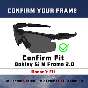 Predrox Dark Black Si Ballistic M Frame 2.0 Lenses & Rubber Kits Replacement for Oakley Sunglass Polarized