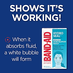 Band-Aid Brand Hydro Seal Acne Patches for Face, Non-Medicated Acne Blemish Patch Absorbs Fluids & Provides a Protective Healing Environment for Pimples, 7 Patches
