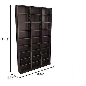 Atlantic Oskar Adjustable CD/DVD/Blu-ray Media Cabinets - Holds up to 756 Discs, 12 Adjustable Shelves Provide Flexible Storage