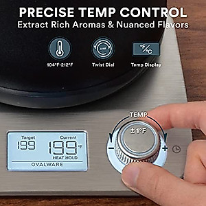 OVALWARE Electric Pour Over Gooseneck Kettle 0.8L, Variable Temperature Control, Quick Boil, Smart Automatic Shutoff, Stainless Steel, Fast Hot Water Boiler, Electronic Pot Heater, Coffee/Tea Maker