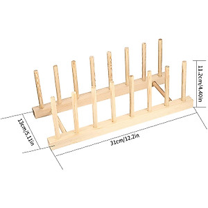 MUNTICO Bamboo Wood Dish Rack for Kitchen Cabinet, Dishes, Books, Wine Glass, Chopping Board Holder, Dish Drainer for Kitchen, Counter (Pack of 4)