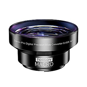 TOMLOV Digital Microscope Wide Angle Lens WL02,34MM Wide Angle 0.45x Converter Lens w/Macro Portion Pro Digital Precision Lens for Tomlov LCD Digital Microscope DM401 DM401 Pro DM402 Pro DM10 Camera