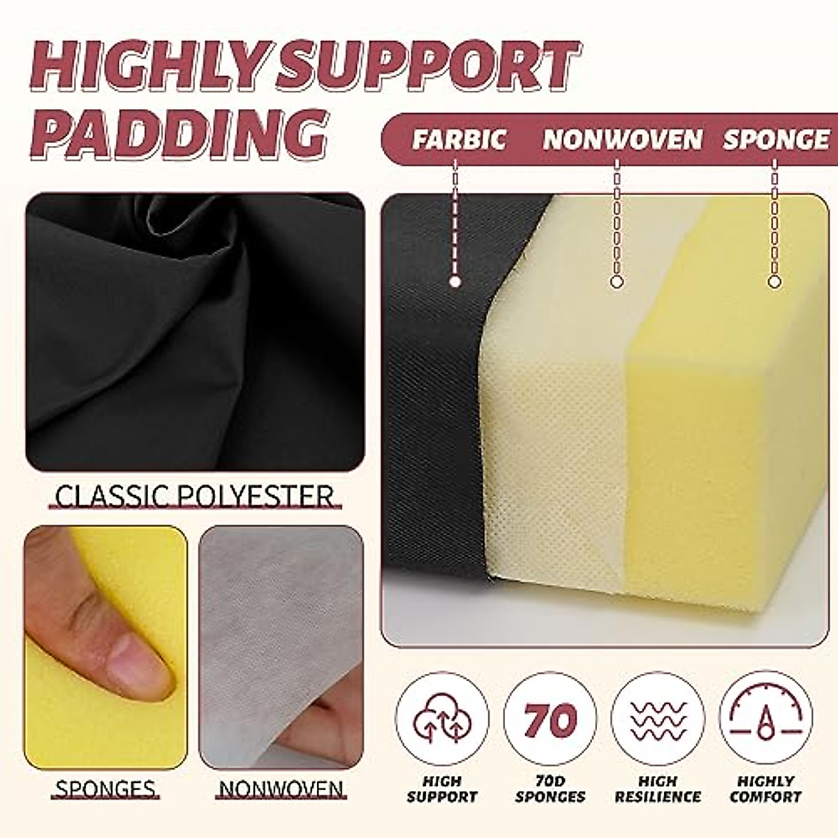 Parkerly Outdoor Patio Chair Cushion 20x20x4 Inch Waterproof Seat Cushions Indoor Double Piping Durable Comfortable Square Dining Chair Pads Black with Zipper Chair Pad-Set of 1