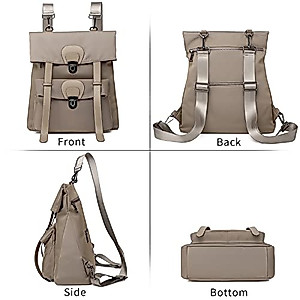 Wesccimo Fashion Backpack Purse For Women Waterproof Nylon Anti Theft Convertible Shoulder Bag Hangbag Brown