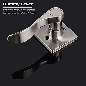 Gobrico Wave/Drop Door Levers with Square Plate Right-Handed Dummy Door Lock Inactive One-Side Door Handles in Satin Nickel 3 Pack