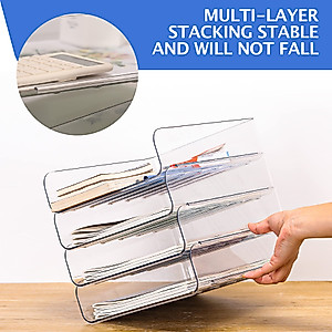 CiWiVOKi Set of 4 Office Organization and Storage, Clear PET Letter Tray Desk Organizer, Stackable Paper Tray Organizer for Desk Accessories, Notes, Pens, File Paper, Document