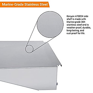Kenyon A70024 Side Table for Grill Cart, Marine-Grade Stainless Steel Grill Accessory for Use Indoors and Outdoors, Provides Extra Space On The Grill, Easy to Attach and Remove