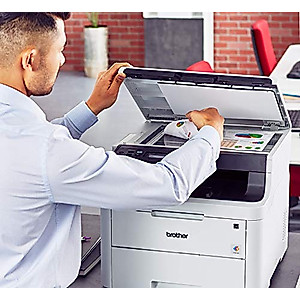 Brother HL-L3290CDW Wireless Compact Digital Color Laser All-in-One Printer, Duplex Printing, Print Scan Copy - 600 x 2400 dpi, 25ppm, 250-sheet, Works with Alexa - Bundle with JAWFOAL Printer Cable.