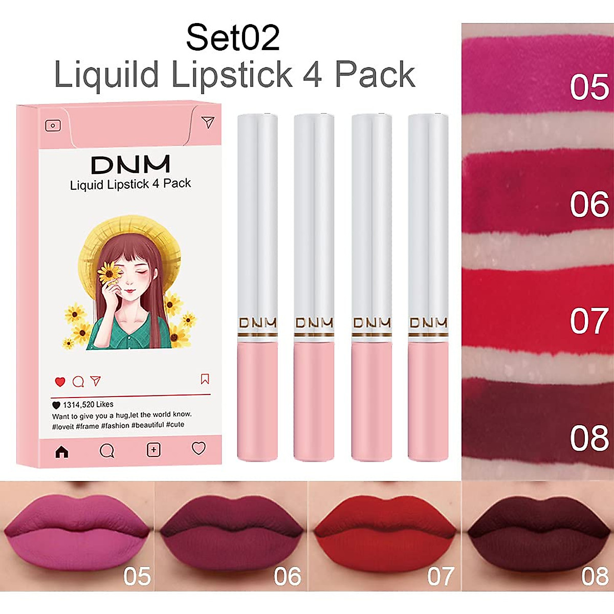16Pcs Mini Matte Waterproof Liquid Cigarette Lipstick Set Kit, 16 Colors Litte Smoke Tube Red Matte Matt Velvet Lipstick Lip Gloss Stain Set for Women Girls Long Lasting 24 Matt Liquid Lipstick+Set