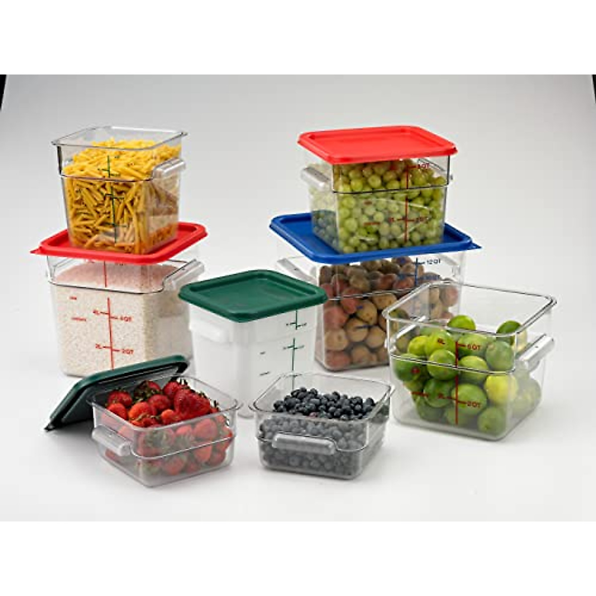 Carlisle FoodService Products Squares Square Food Storage Container with Stackable Design for Catering, Buffets, Restaurants, Plastic, 4 Quarts, White