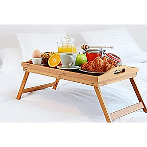 Artmeer Bed Tray Table with Folding Legs Wooden Serving Breakfast in Bed or Platter Tray,TV Table Laptop Computer Tray Snack Tray Large Size