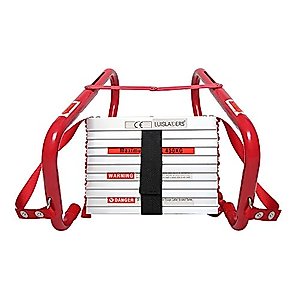 LUISLADDERS Fire Escape Ladder 2 Story with Anti-Skid Rungs Portable Emergency Escape Ladder, Easy to Deploy Store 15- Feet