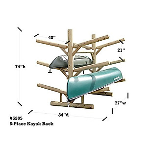 Log Kayak Rack - Kayak Storage Rack, Kayak Racks for Outdoor Storage, Kayak Rack for Garage, Paddle Board Rack, Fishing Canoe Rack, Surfboard Rack and SUP Storage Rack - 6 Kayak Racks, Unfinished