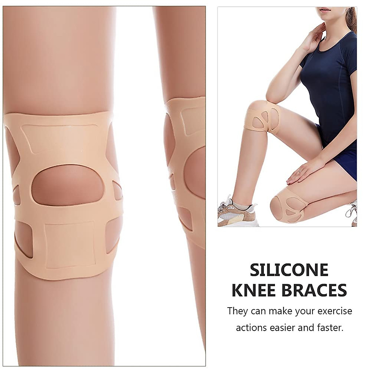 1 Pair Silicone Knee Pads Waterproof Knee Brace for Water Sports Knee Pads Waterproof Knee Restraint for Meniscus Tear Knee Injury Skin Color