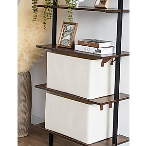 StorageWorks 45L Extra Large Fabric Storage Bins with PU Handles, Storage Baskets for Organizing, Large Laundry Basket, 2-Pack, Beige, 19" L X 13.25" W X 11" H