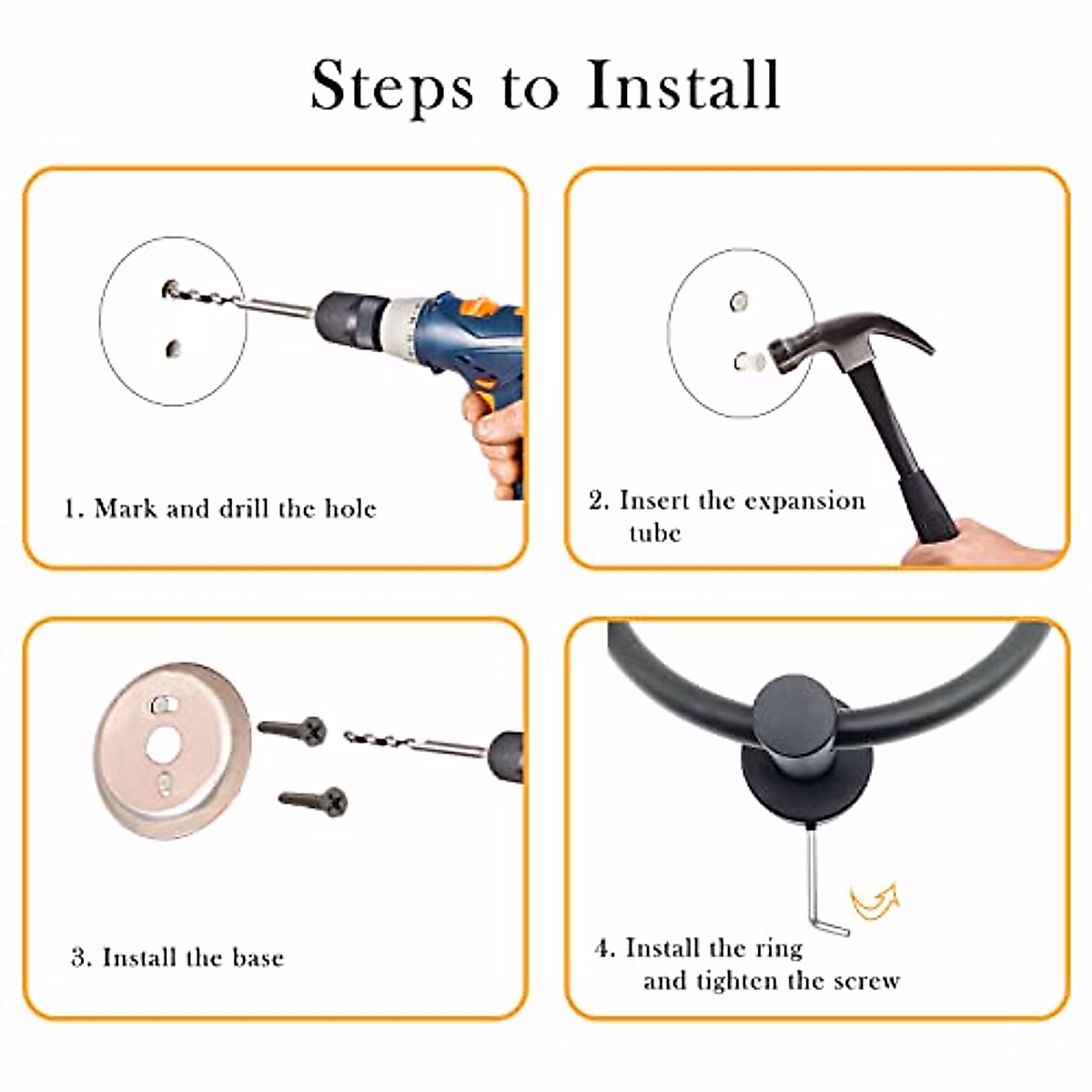 Towel Ring for Bathroom Matte Black Towel Ring Wall Mounted Hand Towel Rack Hangers Hand Towel Ring