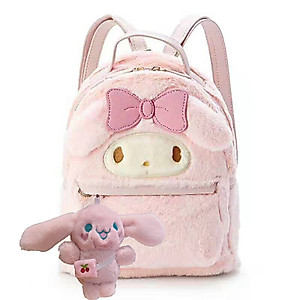 Cute Cartoon Bag with Plush Pendant Backpack for Girls, Anime Accessories Kawaii mini Backpack