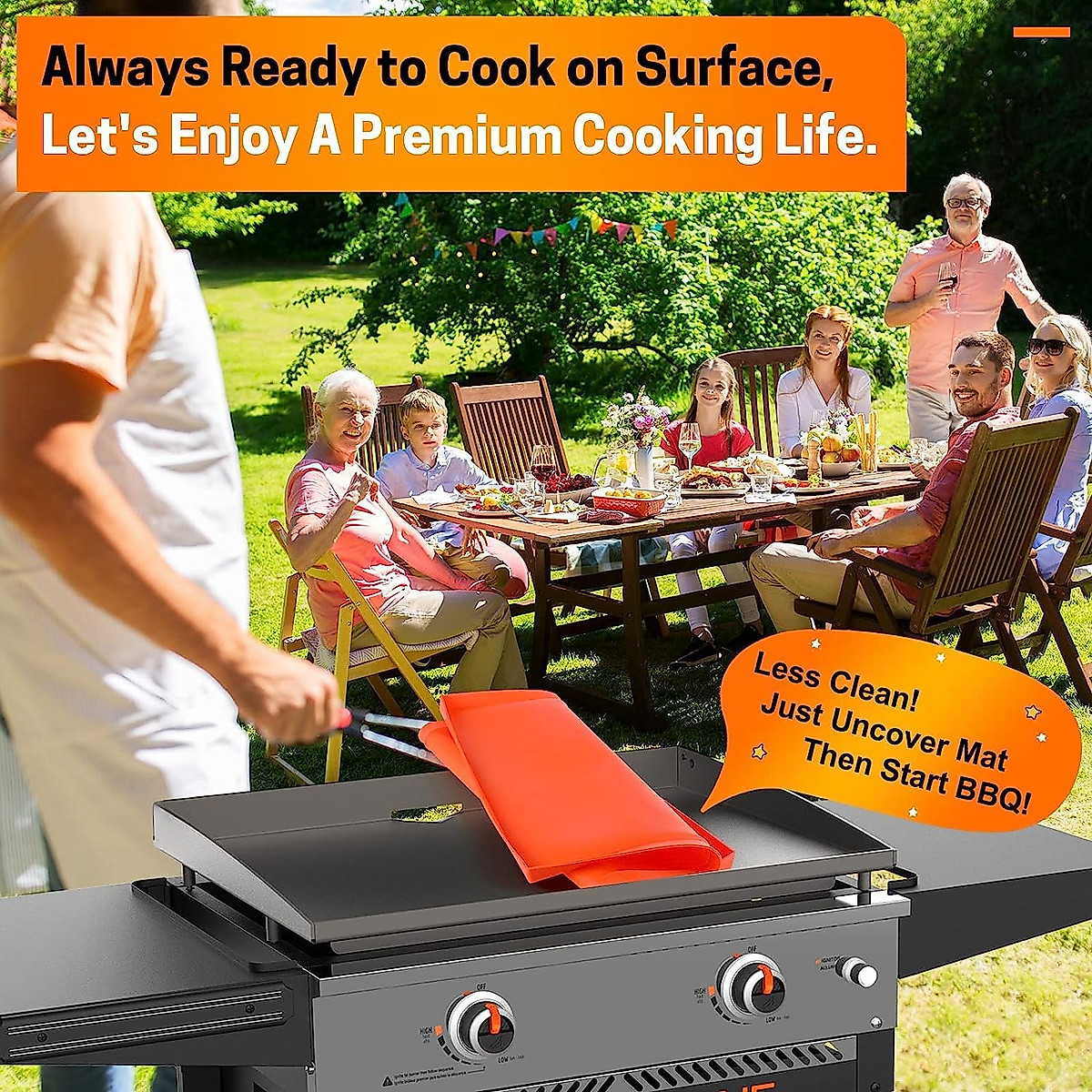 i-FSK Heavy Duty Silicone Griddle Mat (1.98 lbs) for Blackstone 36", All-Season Cover, Effortless Cleaning Accessory