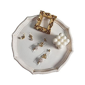 VEMMIO Breakfast Tray White MDF Wooden Powder Tray Tea Fruit Makeup Jewelry Display Storage Plate Food Tray Desktop Decorative Serving Tray