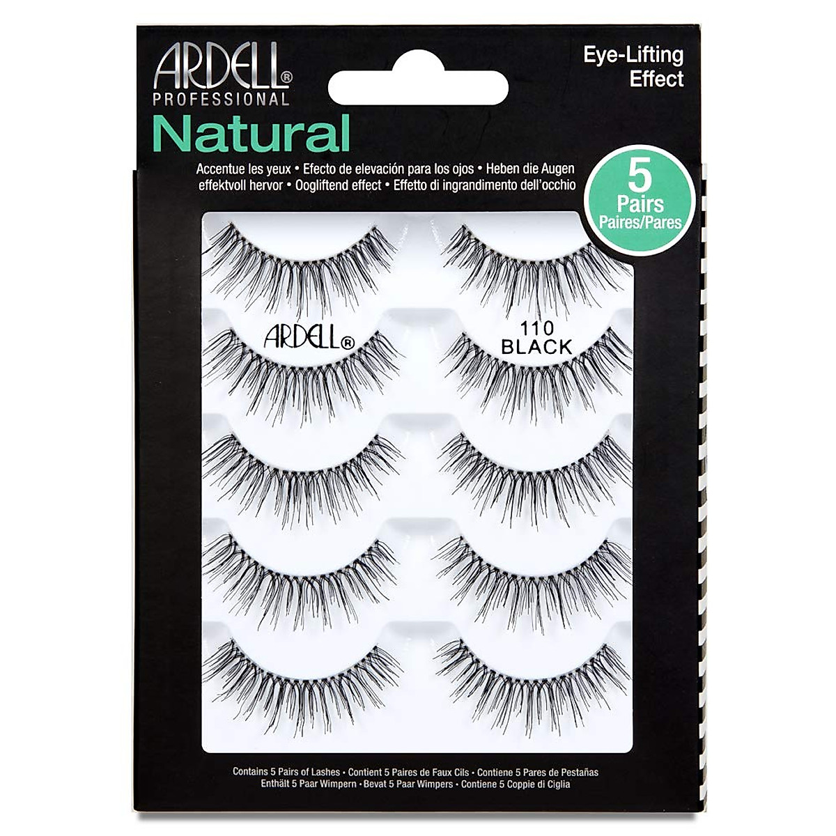 Ardell False Eyelashes, Natural 110, 5 pair + bonus pair Multipack for Eye-Lifting Effect