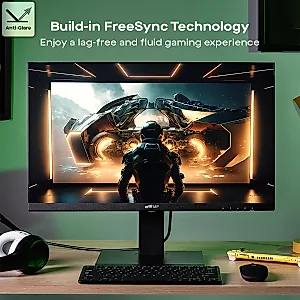 New Mobile Pixels 23.8'' Computer Monitor, 75Hz FHD1080P IPS Monitors with VESA Mounting, Rotatable, Height/Tilt Adjustment for Ergonomic Viewing, Frameless, Anti-Glare, Gaming Monitor with FreeSync