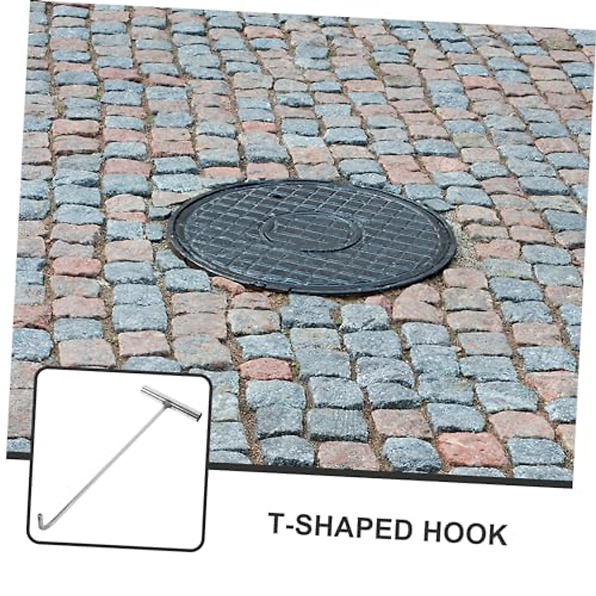 Hohopeti Stainless Steel Manhole Lifter Tool Heavy Duty Hook for Lifting and Moving Manhole Covers Storm Drains and Sewer Lids Portable and Household Door Lifter