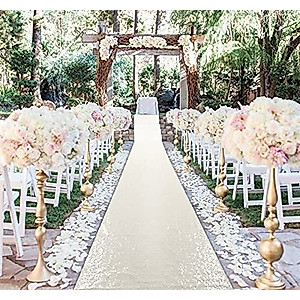 Aisle Runner for Wedding 15FTx2FT Sequin Aisle Runner Indoor Outdoor Ceremonies Decor Ivory Carpet Runner Church Runner Wedding Walkway Carpet Runner Rugs Aisle Runner Sequins (2FTx15FT, Ivory)