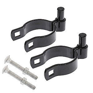 2 1/2" (2 3/8" OD) x 5/8" Black Male Gate Frame Hinges for Chain Link Fence Post | Hinges with Bolts | Pack of 2