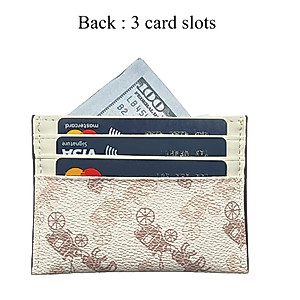 FOUSIVOU Credit Card Holder for Women Small Leather Card Case Wallets,Women's Slim Credit Card Holder Card Organizer,Classic Card Holder for Women (white)