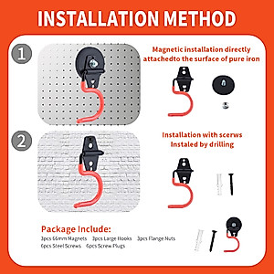 Laowu 3 PCS Magnetic Holder for Broom Mop Rake, Magnet Hooks for Hanging Cleaning Tools, Garden Tool and Garage Tool Organizer Magnetic Hooks for Heavy Duty, Magnet Broom Mop Rake Holder