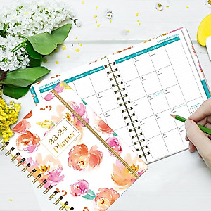 Ymumuda 2023 Planner, Weekly Monthly Planner 2023, 12-Month School Planner from JAN.2023 to DEC.2023, 8.4" X 6", Spiral Planner Notebook with Stickers, Elastic Closure, Inner Pocket, Coated Tabs, Watercolor Floral
