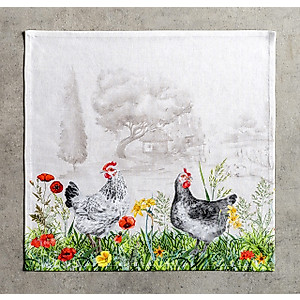 Maison d' Hermine Napkin 100% Cotton 20Inch x 20Inch Set of 4 Decorative Washable Cloth Napkins Table Napkin, Dining, Kitchen, Parties & Camping, Basse Cour - Spring/Summer