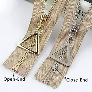 Nylon Coil Zipper Tape，Sewing Zippers，2Pcs 20/70cm 3# Metal Zipper Close End Open End Auto Lock Gold Silver Tooth Single Open Zip DIY Garment Sew Accessories Crafts Silver Army,Open-End-60cm ( Color :