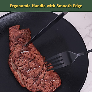 Moretoes 48-Piece Black Silverware Set, Stainless Steel Cutlery Set for 8, Mirror Polished Flatware Sets for Home and Restaurant, Include Knife Fork Spoon Set