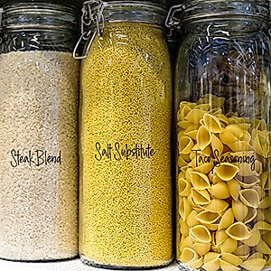 Simfree Kitchen Labels,276 Spice Jar Labels,Pantry Labels,White + Black Script Preprinted Stickers,Waterproof,Tear Resistant,Food Containers Organization Labels Organize Storage Containers,Black+White