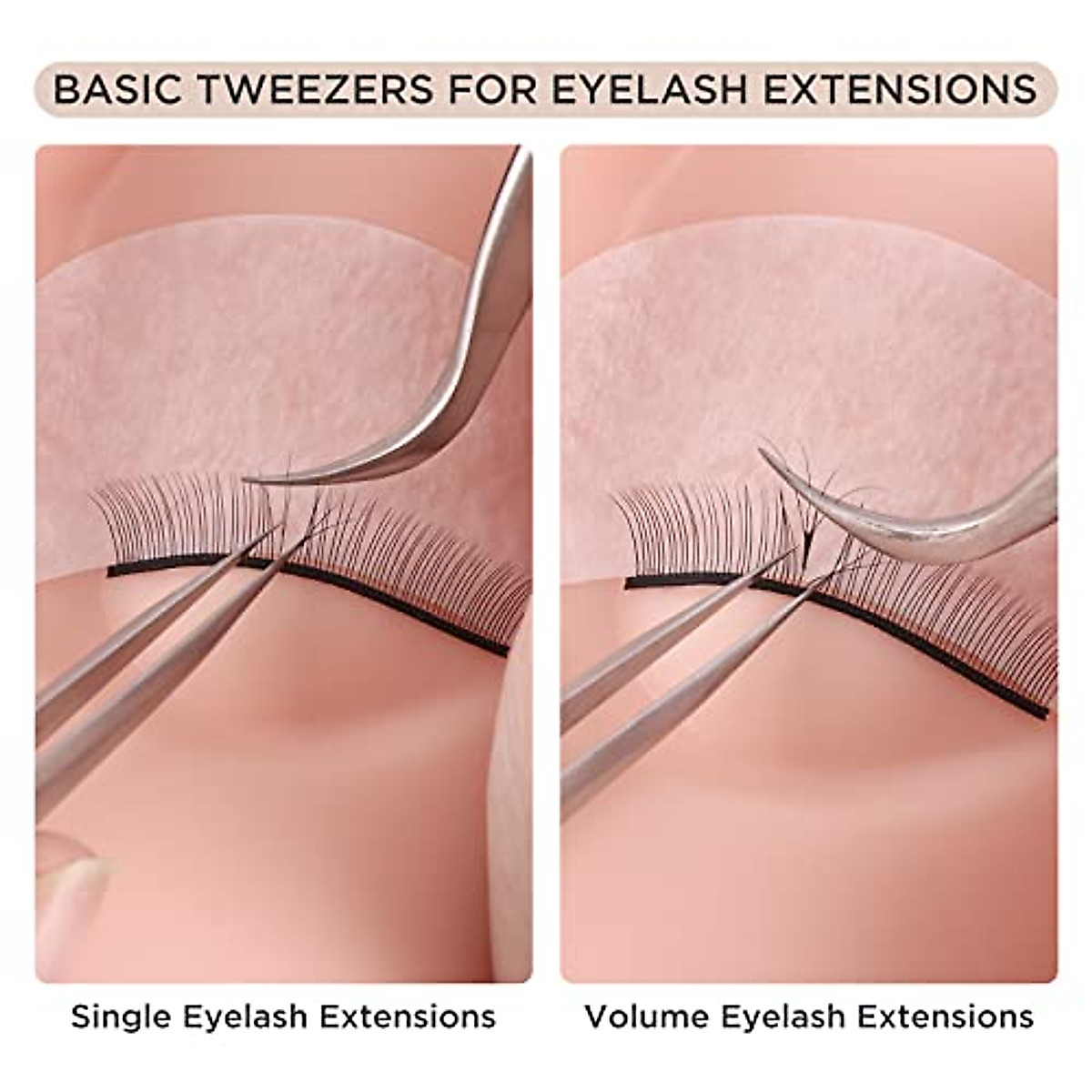 BEYELIAN Eyelash Extension Tweezers, Professional Lash Tweezers for Make Fans Volume Lashes, Curved Tip Stainless Steel Tweezers ST-15