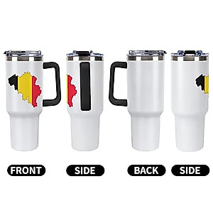 Belgian Map Flag 40oz Water Bottle Double Wall Insulated Tumbler with Handle Leakproof Travel Mug Black-style